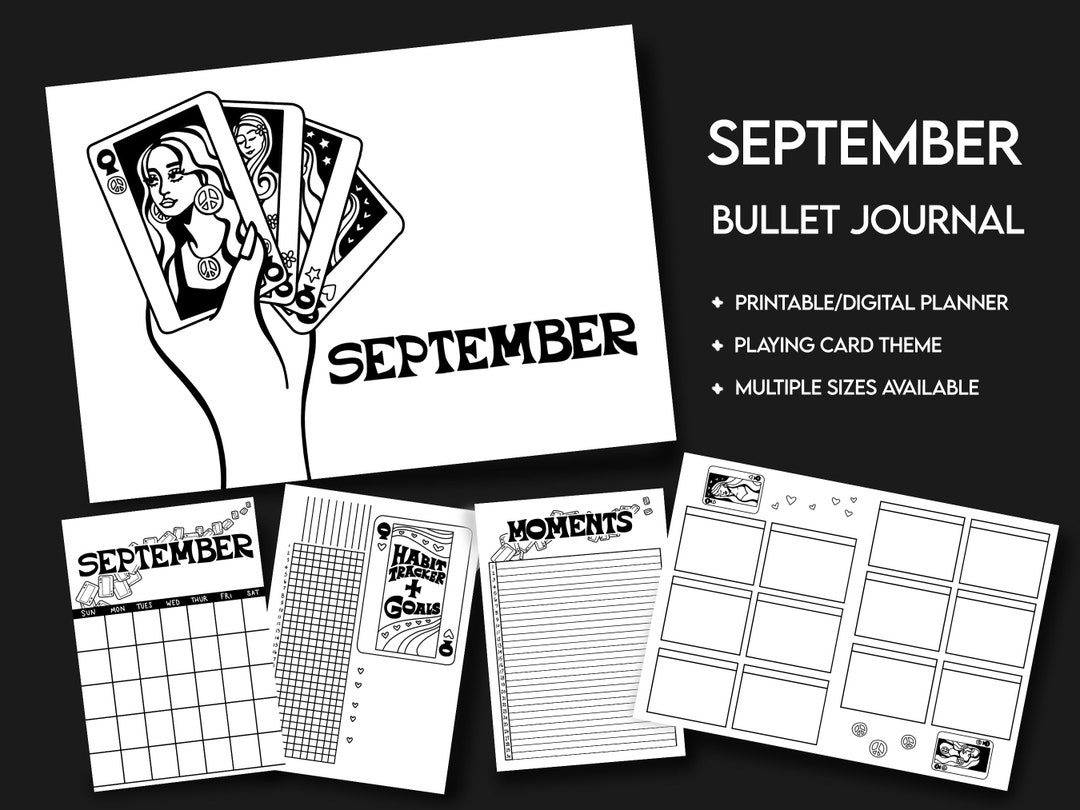 September 2024 Bulleted Journal Digital Download Black & White - Etsy