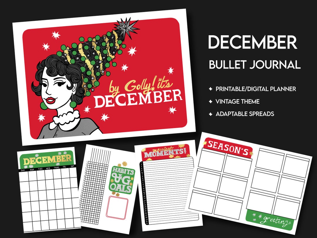 December 2025 Bulleted Journal Digital Download Full Color | Vintage ...