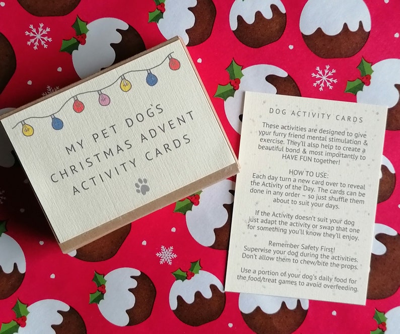 Dog Christmas Advent Activity Cards, Handmade Linen - Etsy