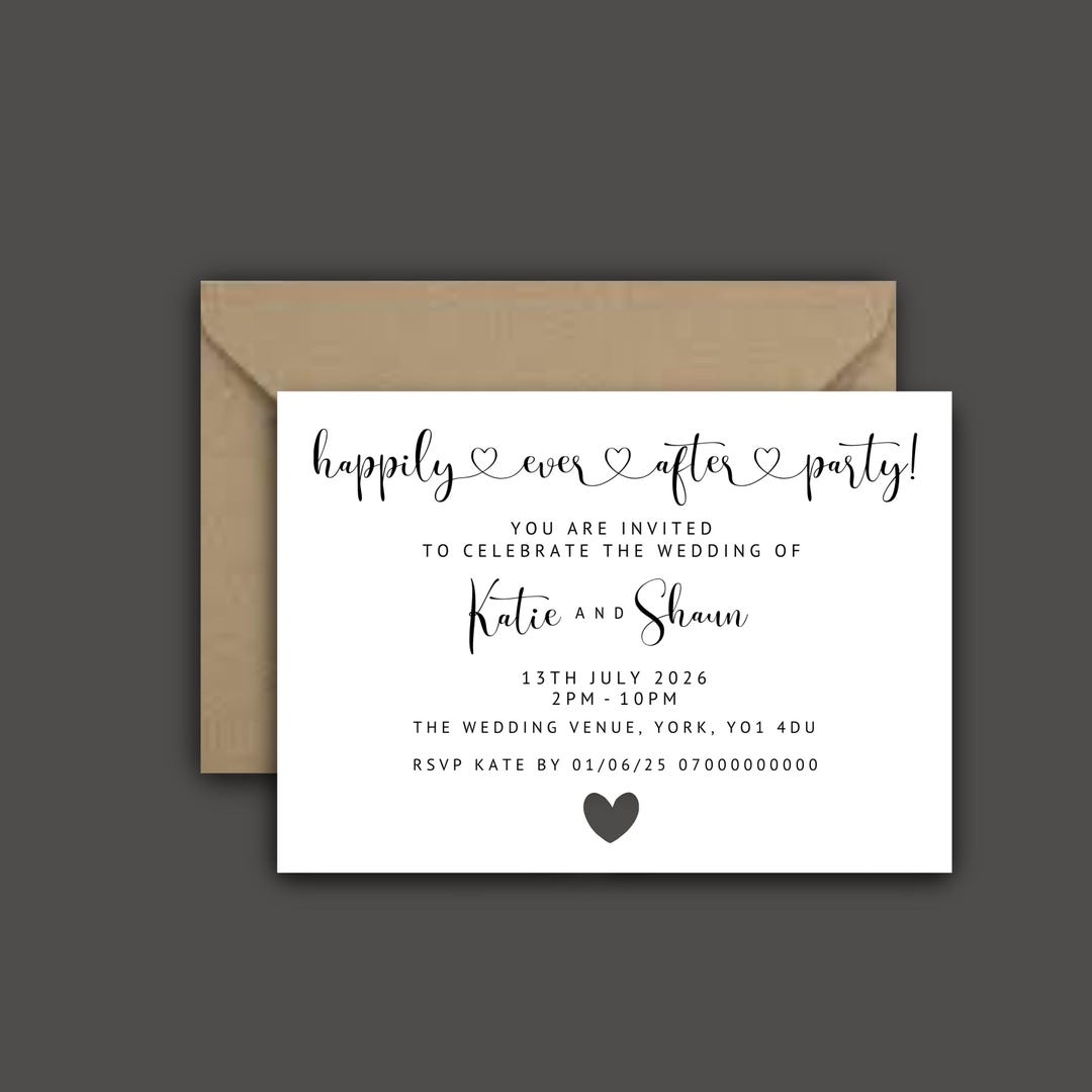 Happily Ever After Wedding Invitations – Linen Embossed, Simple Printed ...