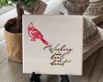 Cardinal Hand Painted Ceramic Art Tile 6x6 Inches With - Etsy