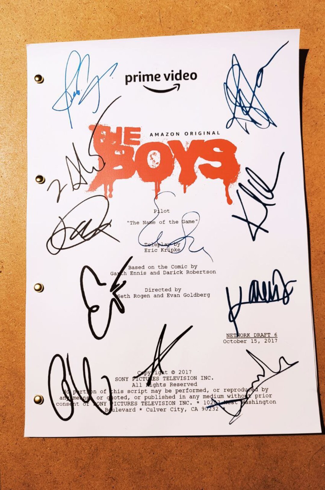 Script Pilot THE BOYS Tv Series Autographs Autographed Karl Urban Jack ...