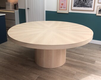 Round 150cm Bespoke Made Oak Barrel Base Table French Polished by ...