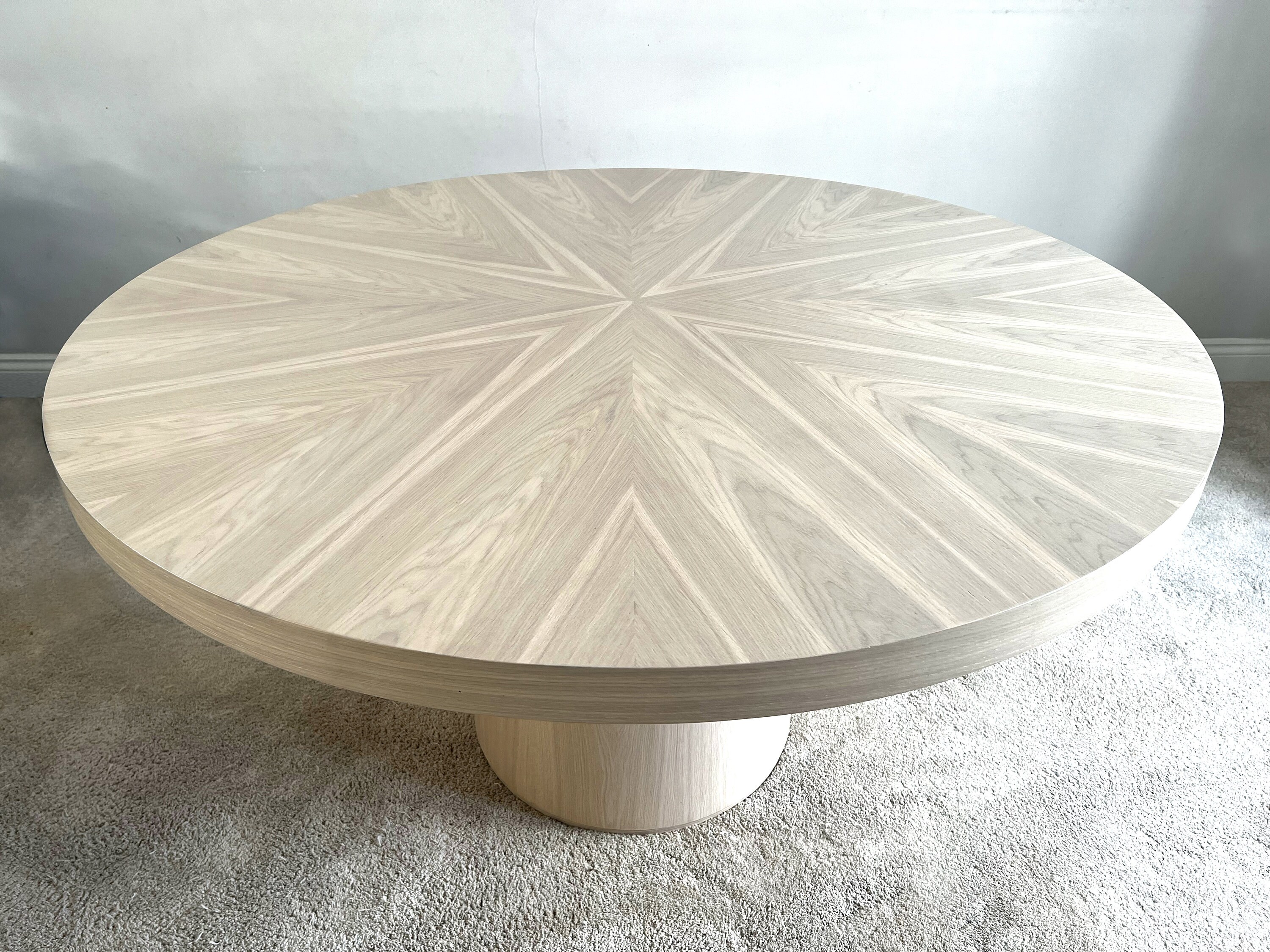 Round 150cm Bespoke Made Oak Barrel Base Table French Polished - Etsy UK