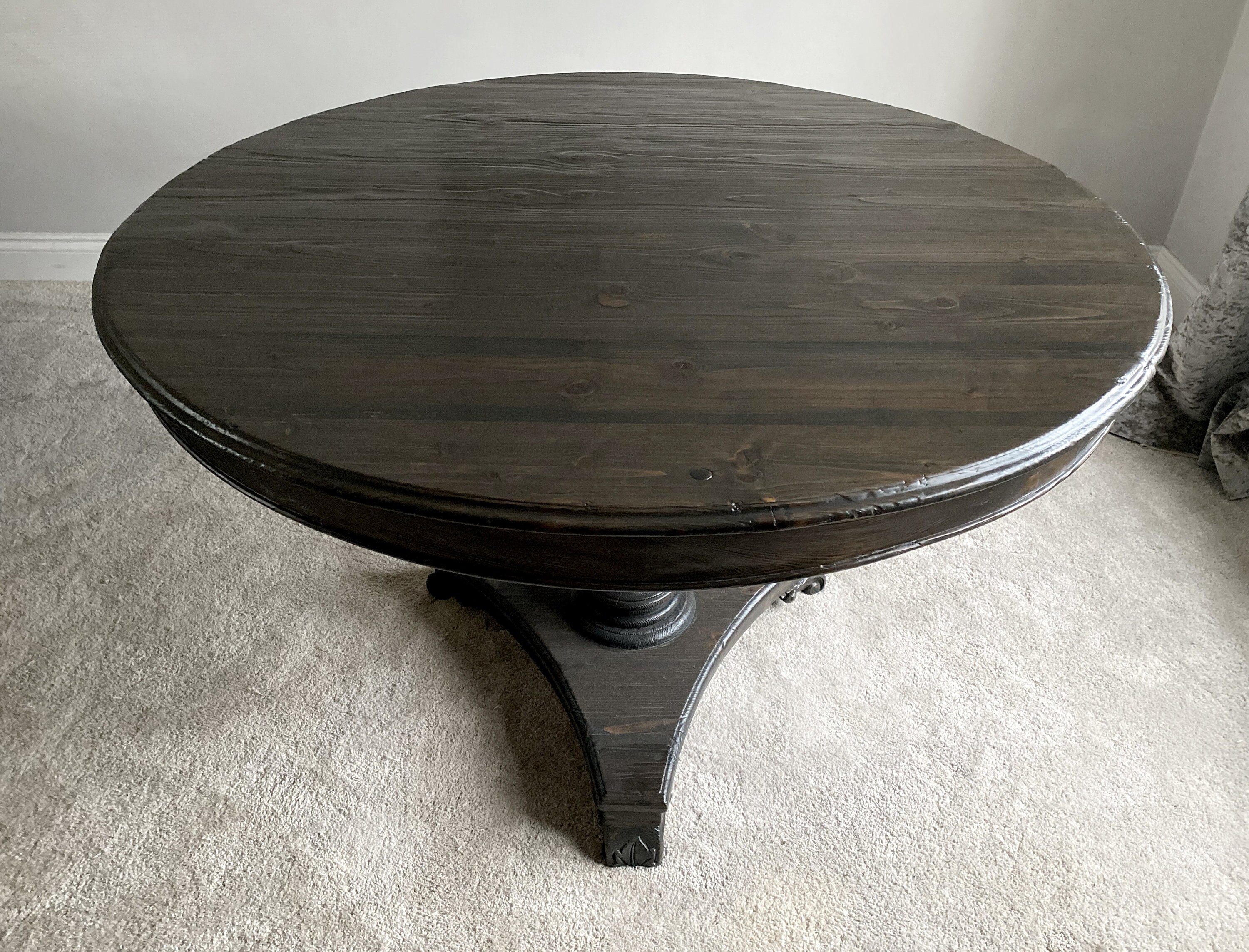 Round Rustic Pine Table French Polished by Spruce - Etsy