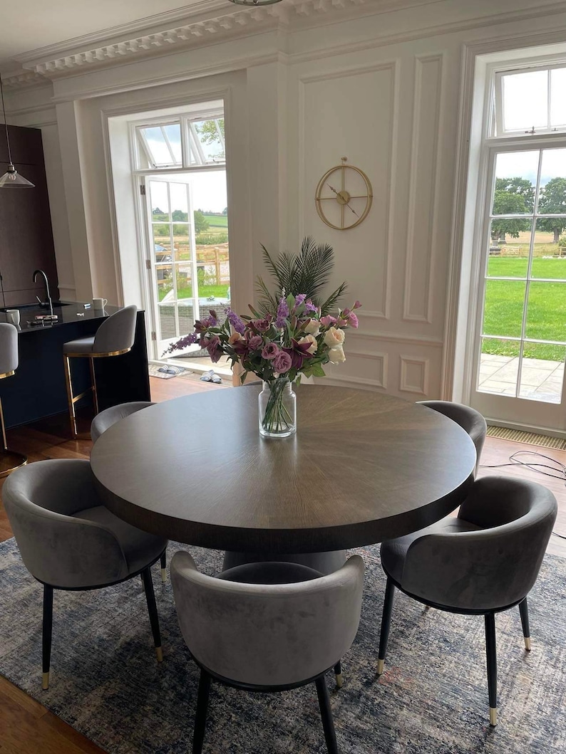 Round 150cm Bespoke Made Oak Barrel Base Table French Polished by ...