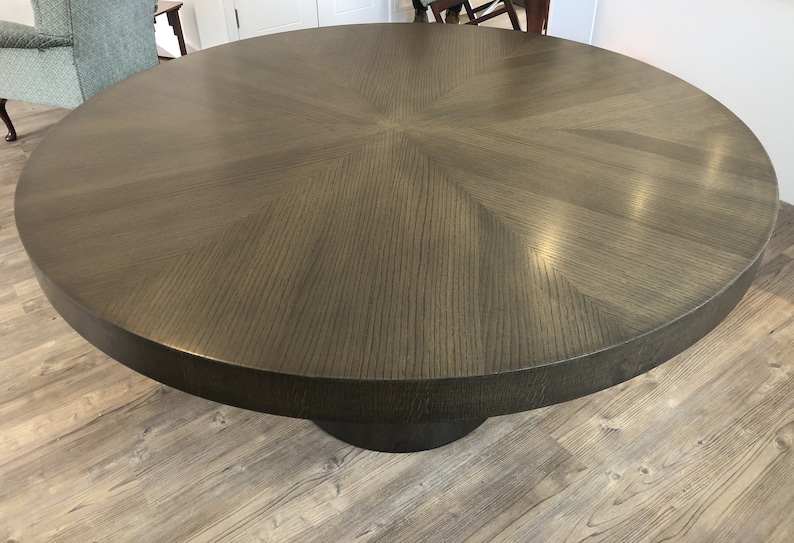 Round 150cm Bespoke Made Oak Barrel Base Table French Polished by ...