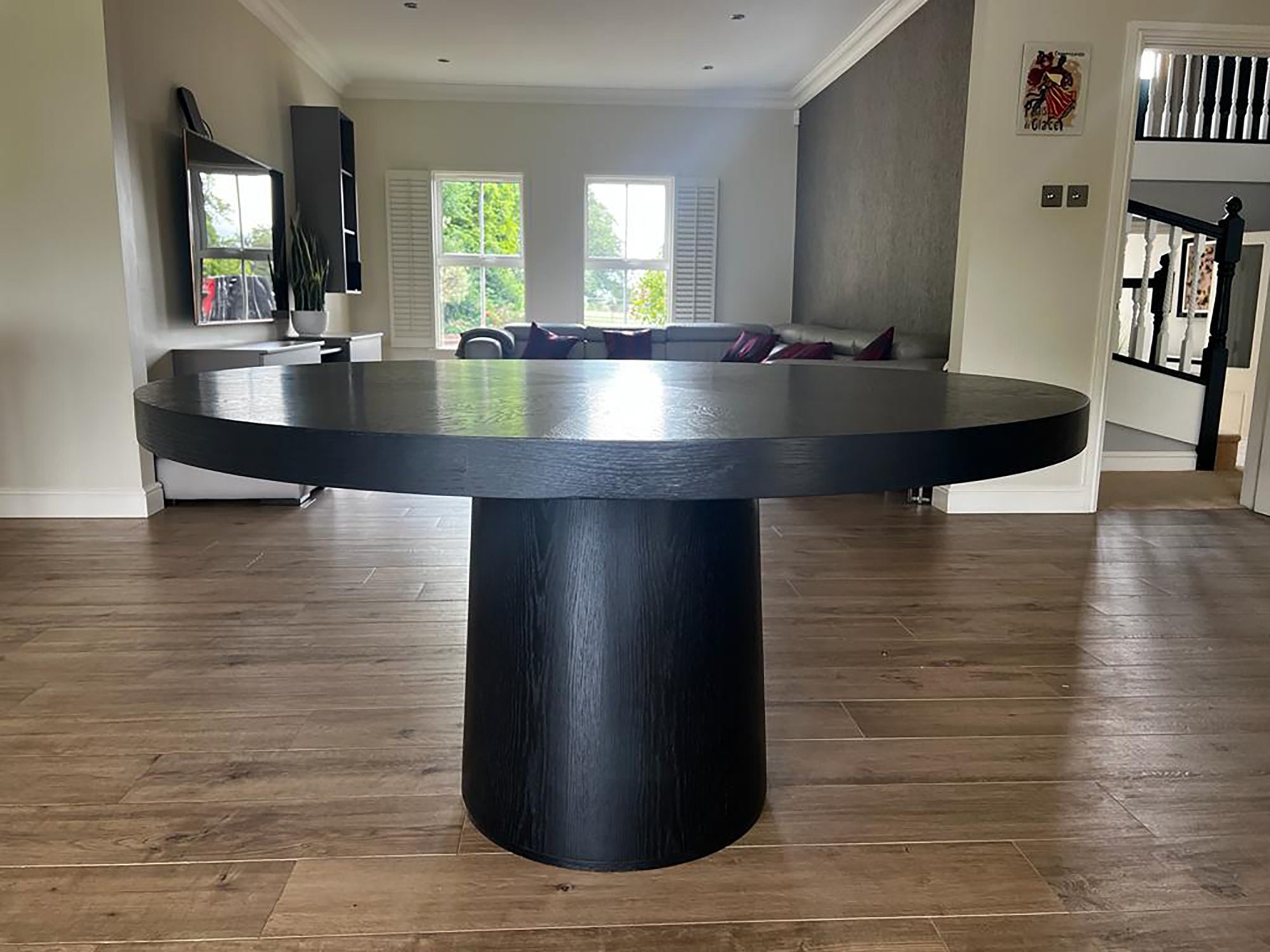 Round 150cm Bespoke Made Oak Barrel Base Table French Polished by ...