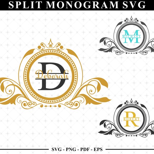 Split Monogram SVG Split Monogram Frame Alphabet Logo - Etsy