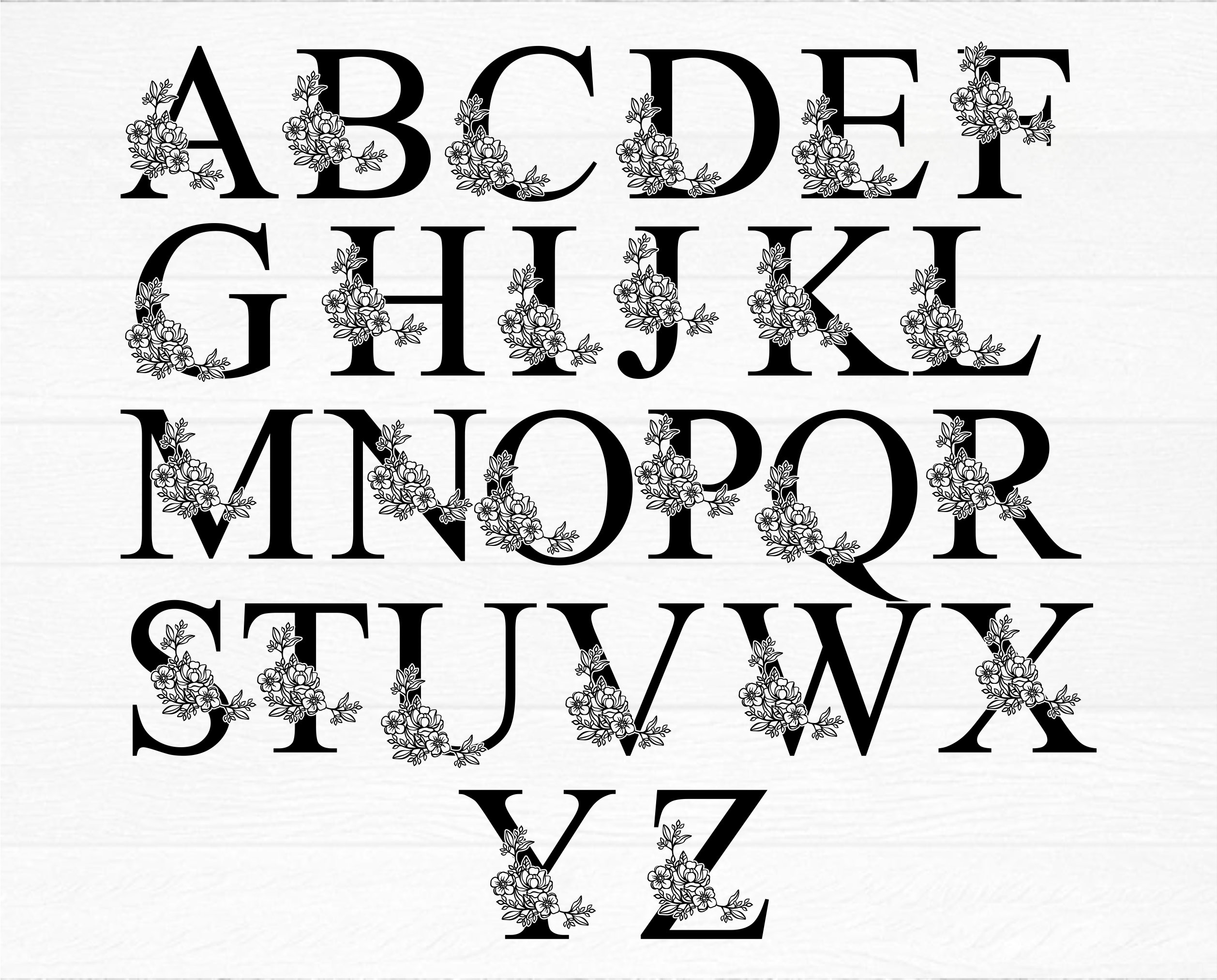 Flower Split Monogram Alphabet SVG Alphabet Monogram Letter | Etsy