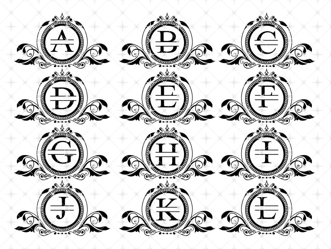 Split Monogram SVG Split Monogram Frame Alphabet Logo - Etsy