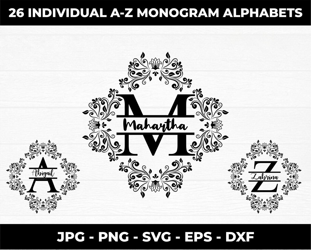 Split Monogram SVG, Split Monogram Frame, Split Monogram Frame Alphabet ...