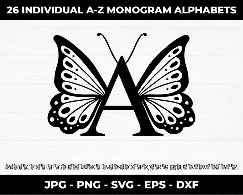 Butterfly Monogram SVG Alphabet, Butterfly Alphabet Monogram, Monogram ...