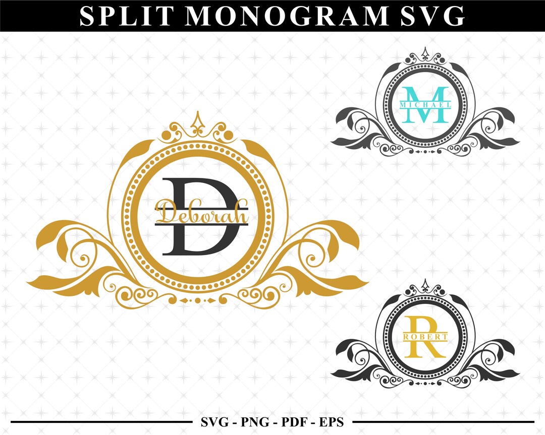 Split Monogram SVG, Split Monogram Frame Alphabet, Logo Initial ...
