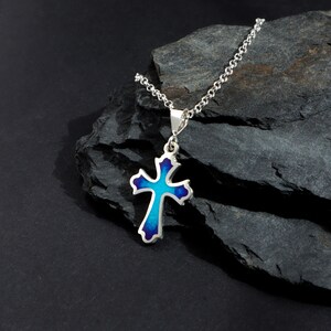Blue Enamel Cross Pendant, Silver Cross Pendant, Orthodox Cross ...