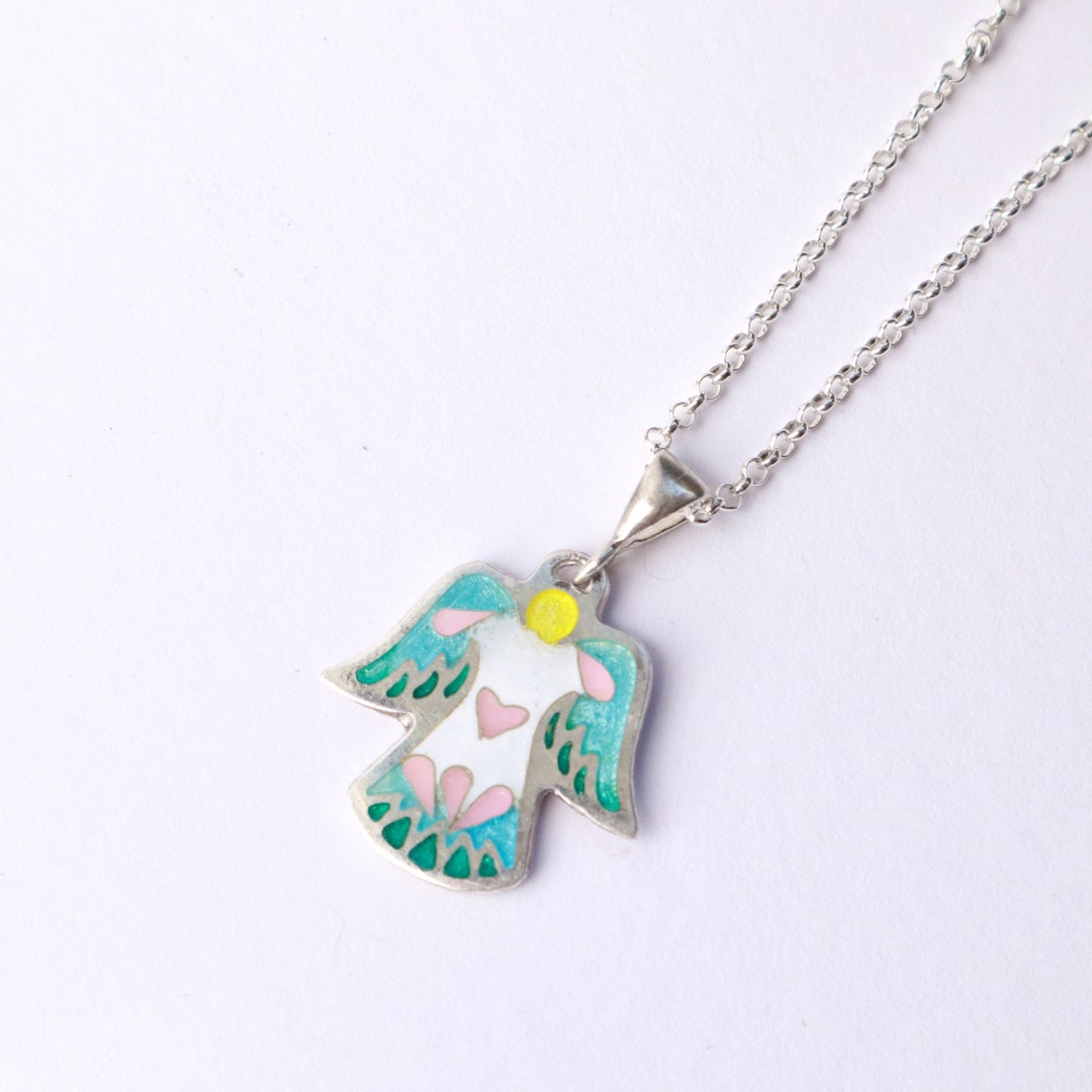 Guardian Angel Necklace, Sterling Silver Cherub Neklace, Protection ...