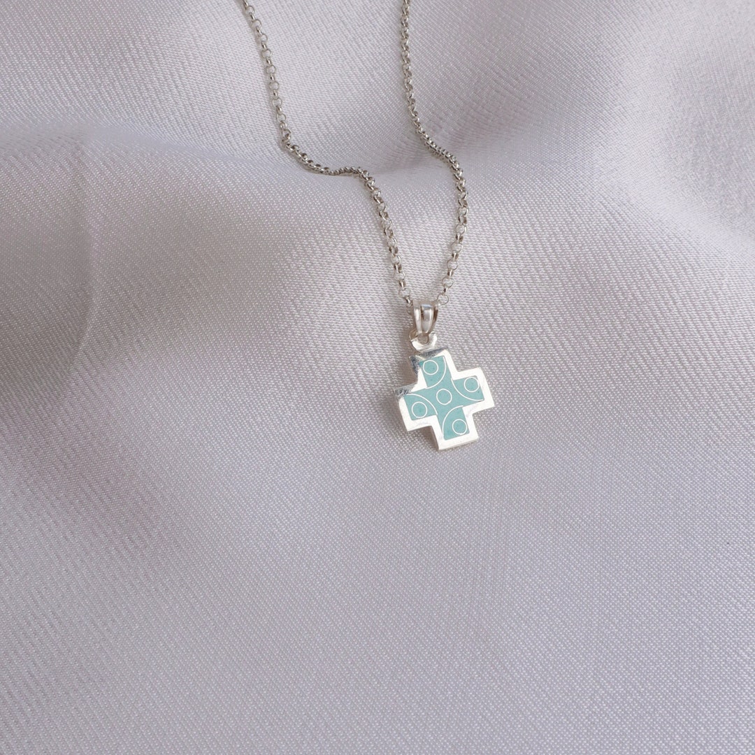 Turquoise Cross Pendant, Georgian Cloisonne Enamel, Turquoise Cross ...