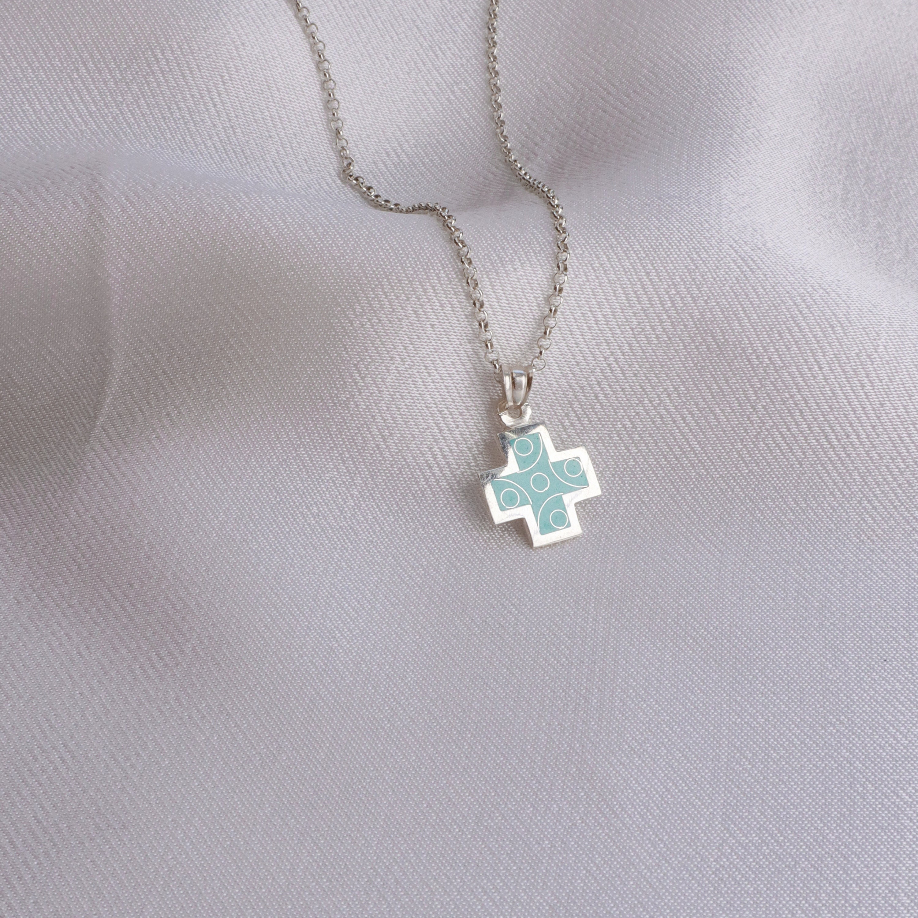Turquoise Cross Pendant, Georgian Cloisonne Enamel, Turquoise Cross ...