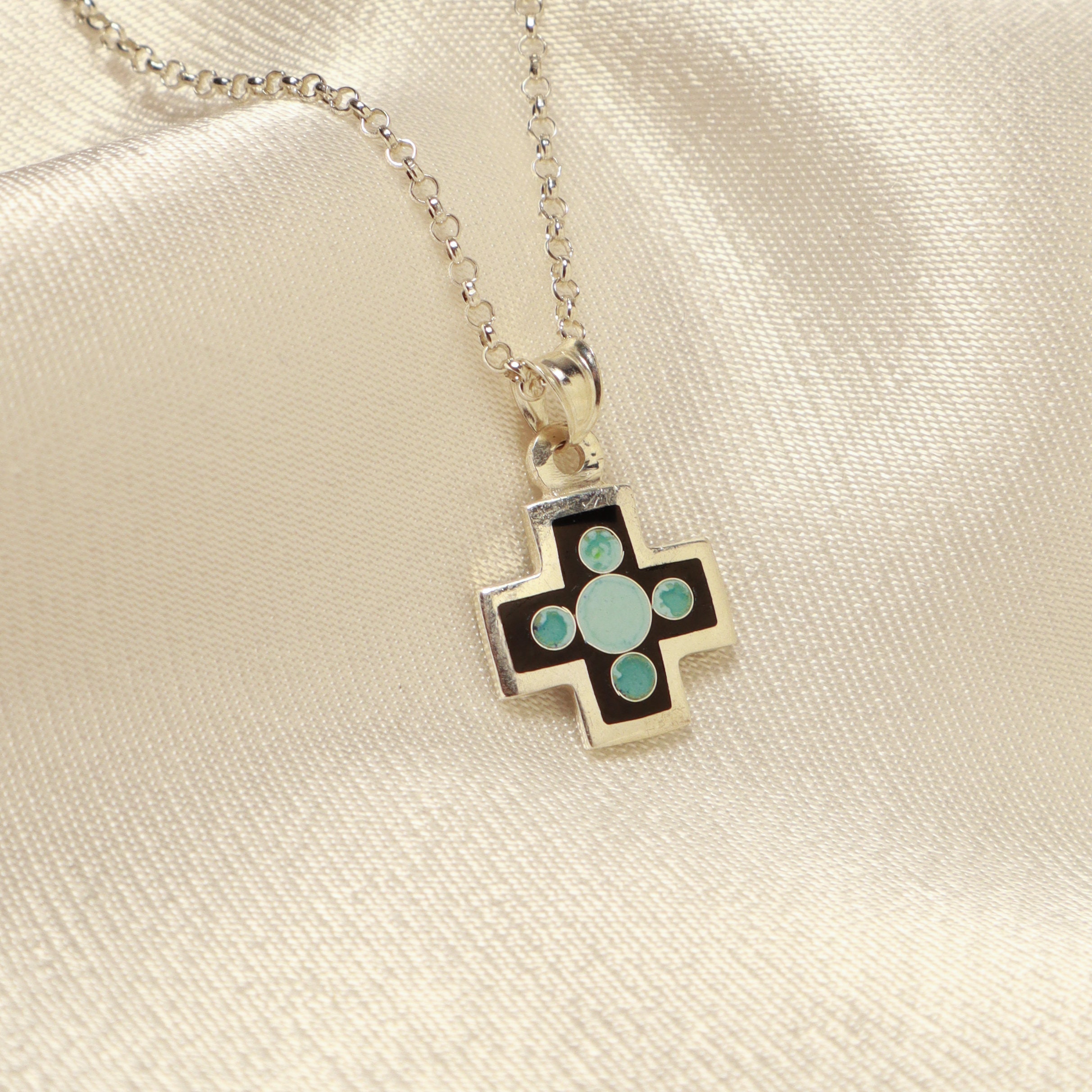 Turquoise Cross Pendant, Georgian Cloisonne Enamel, Cross Necklace ...