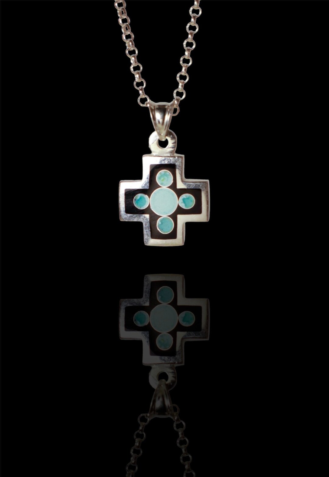 Turquoise Cross Pendant, Georgian Cloisonne Enamel, Cross Necklace ...