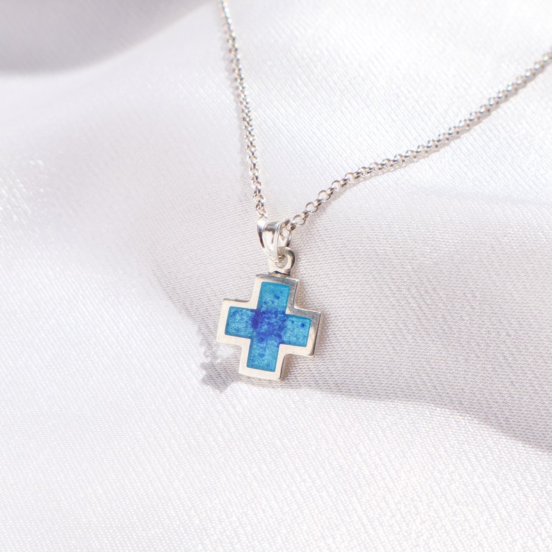 Blue Enamel Cross Georgian Cloisonne Enamel Silver Cross - Etsy