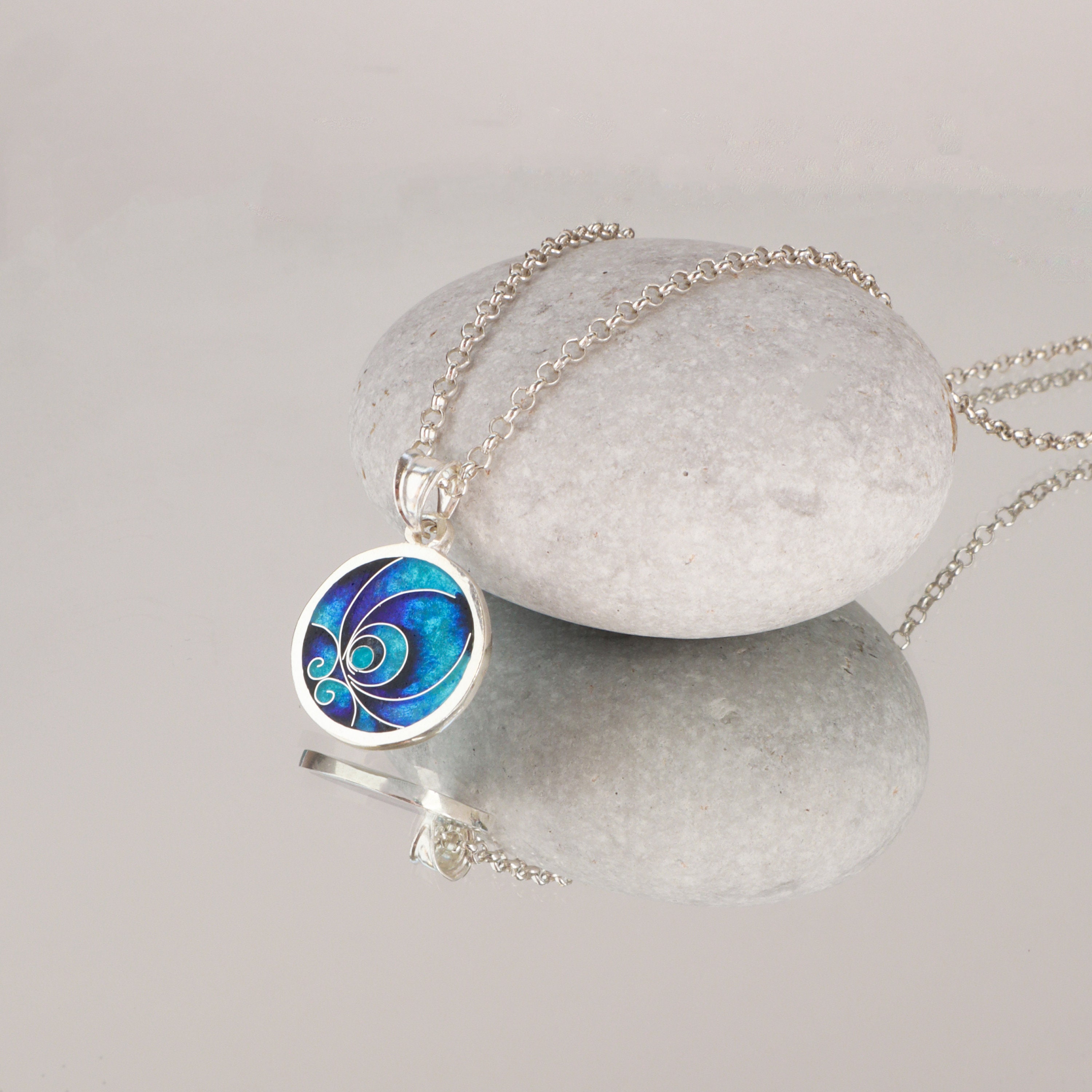 Georgische Cloisonne Emaille Anhänger, Sterling Silber Kette ...