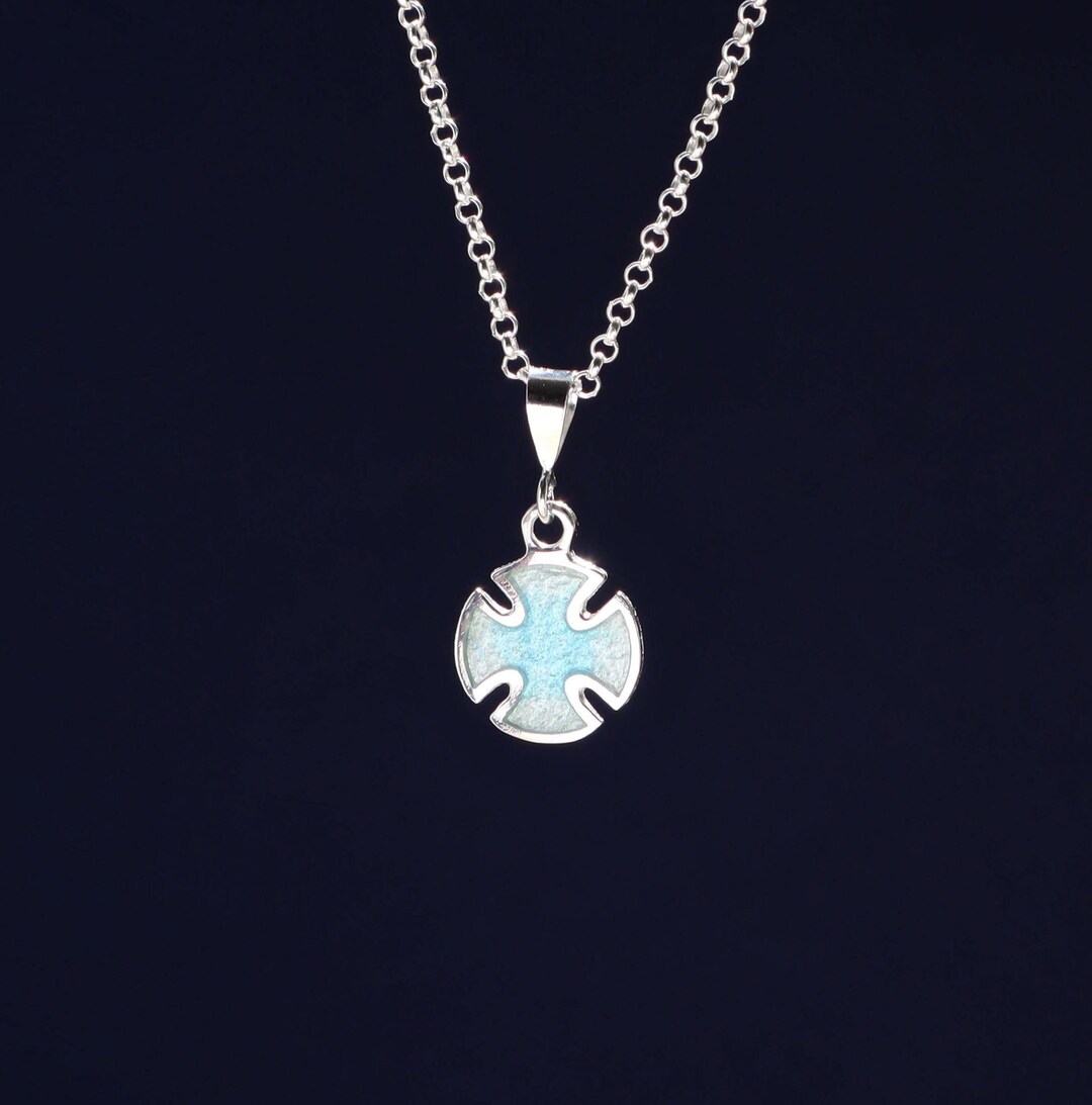 Silver Enamel Cross, Orthodox Cross Necklace, Handmade Jewelry, Blue ...