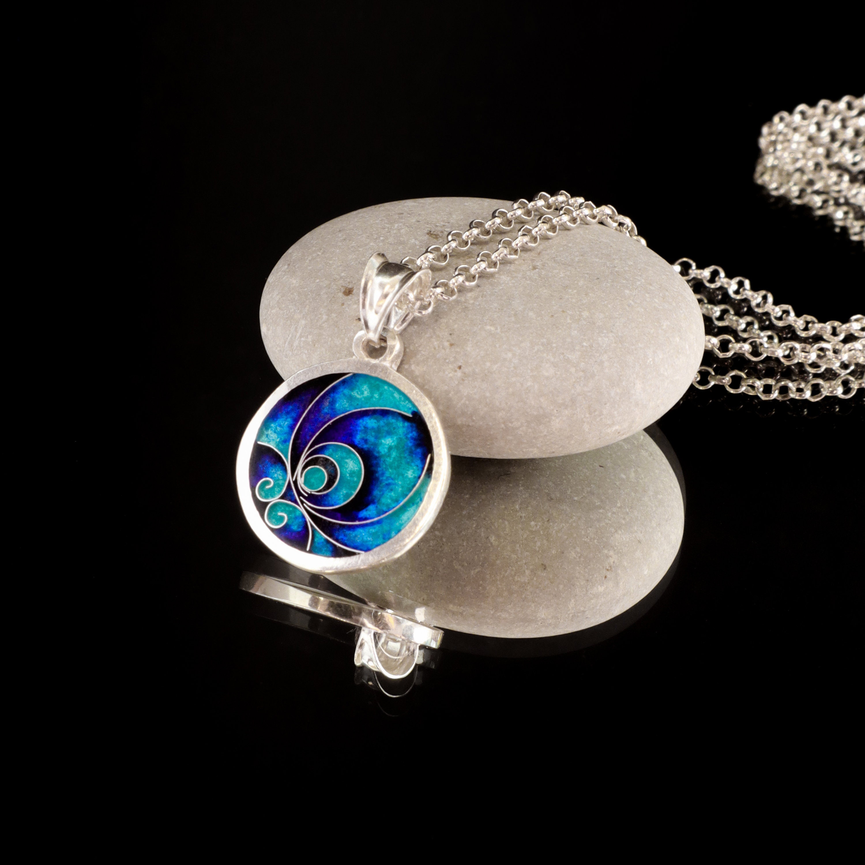 Georgische Cloisonne Emaille Anhänger, Sterling Silber Kette ...