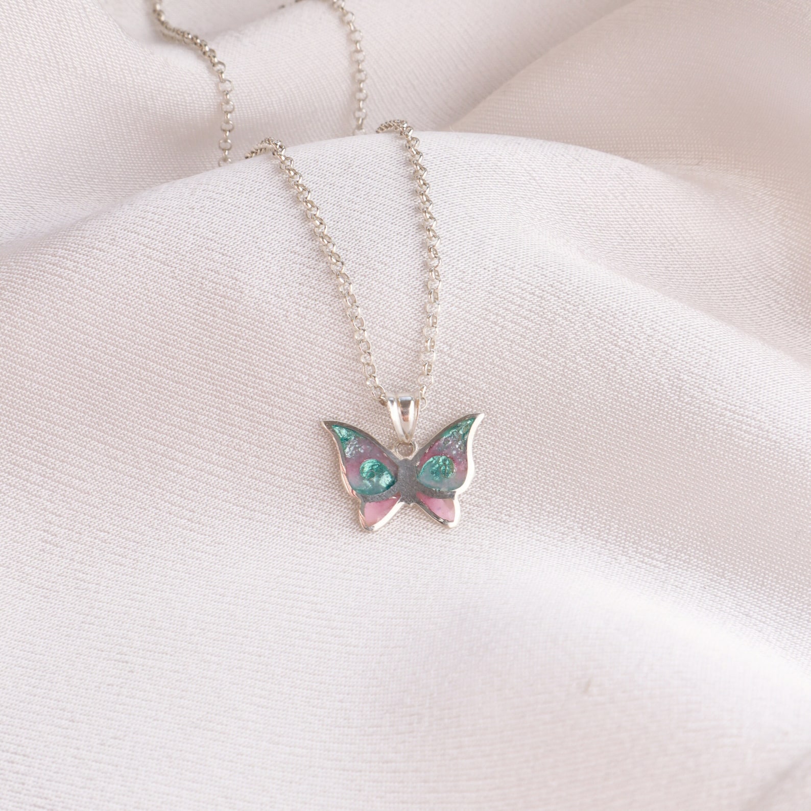 Cloisonne Enamel Butterfly Pendant Dainty Necklace Butterfly - Etsy