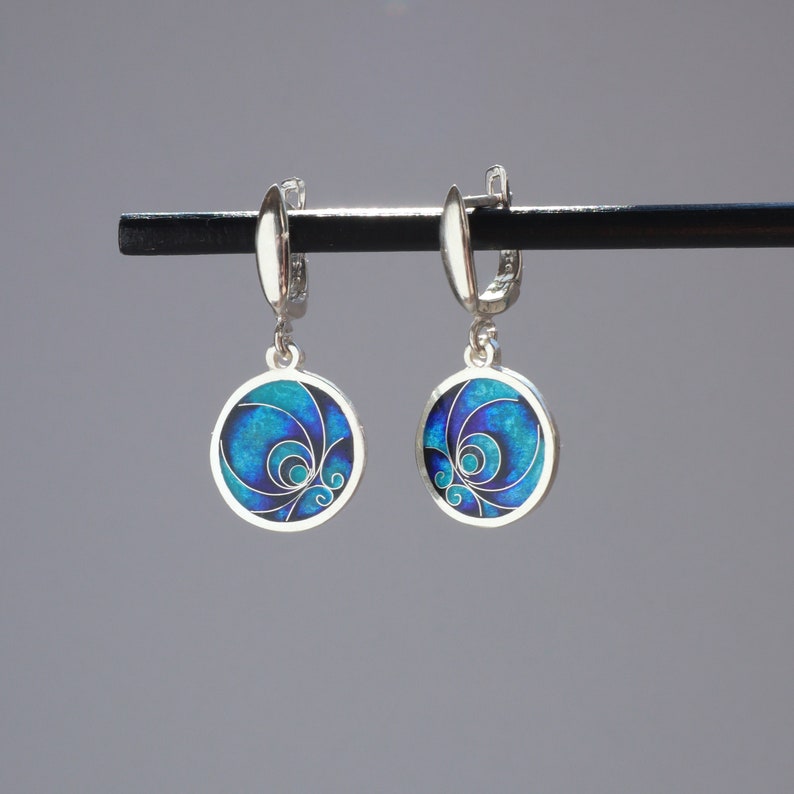 Contemporary Blue Enamel Necklace, Modern Cloisonne Enamel Pendant ...