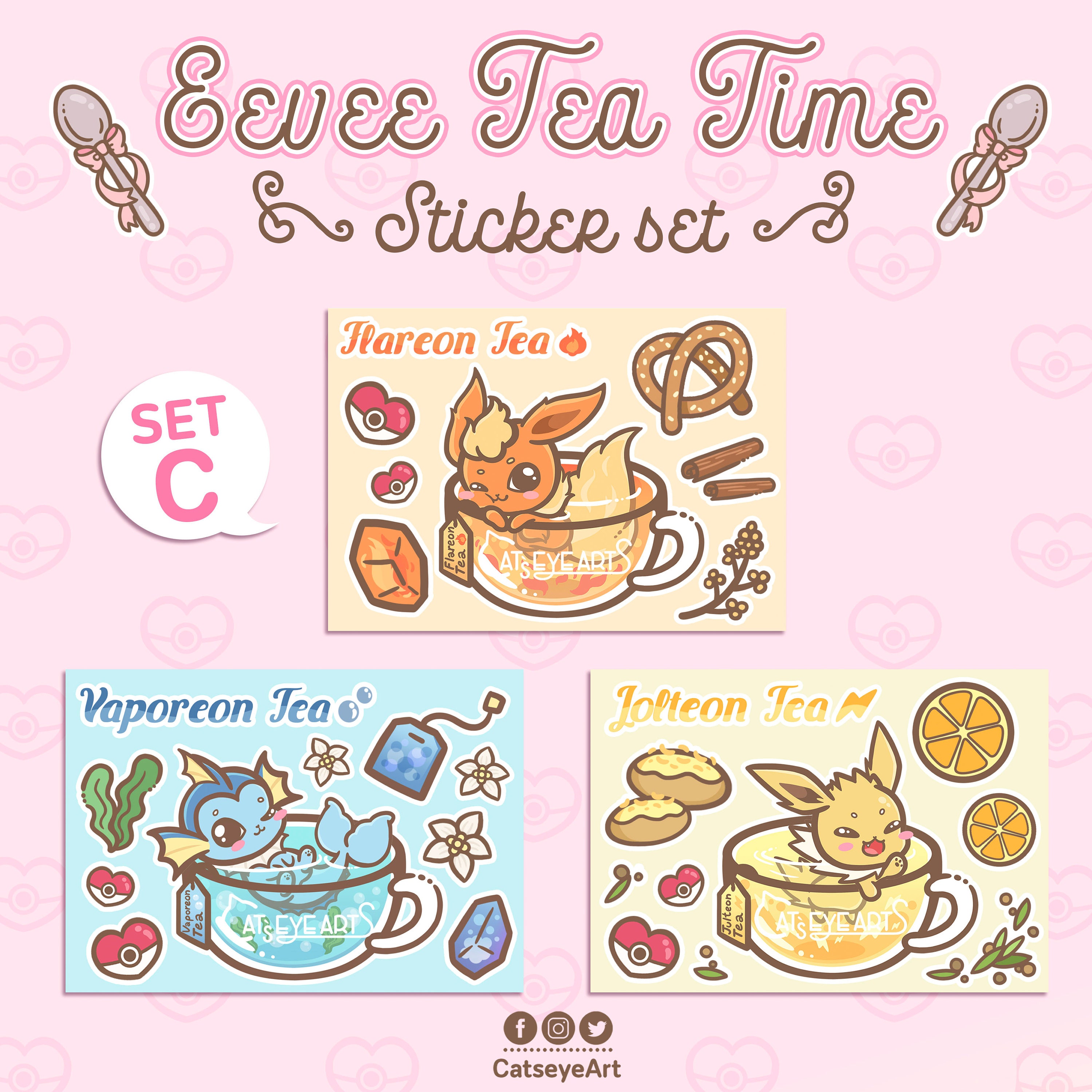 Eevee Sticker Set / Pokemon / Eevee / Sticker / Cute and | Etsy