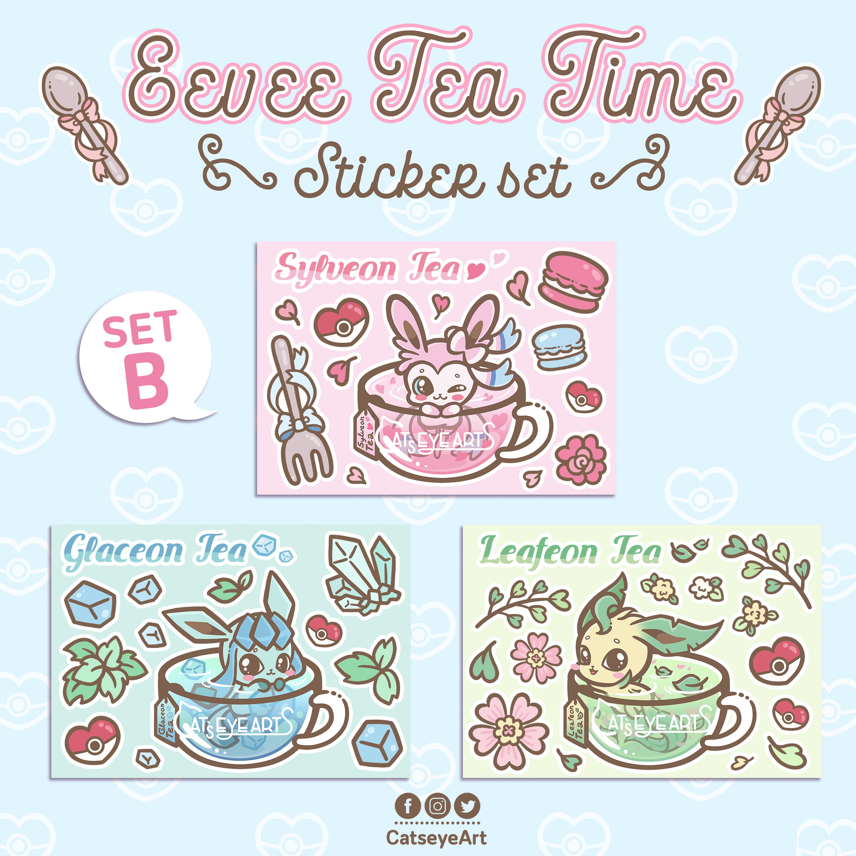 Eevee Sticker Set / Pokemon / Eevee / Sticker / Cute and | Etsy