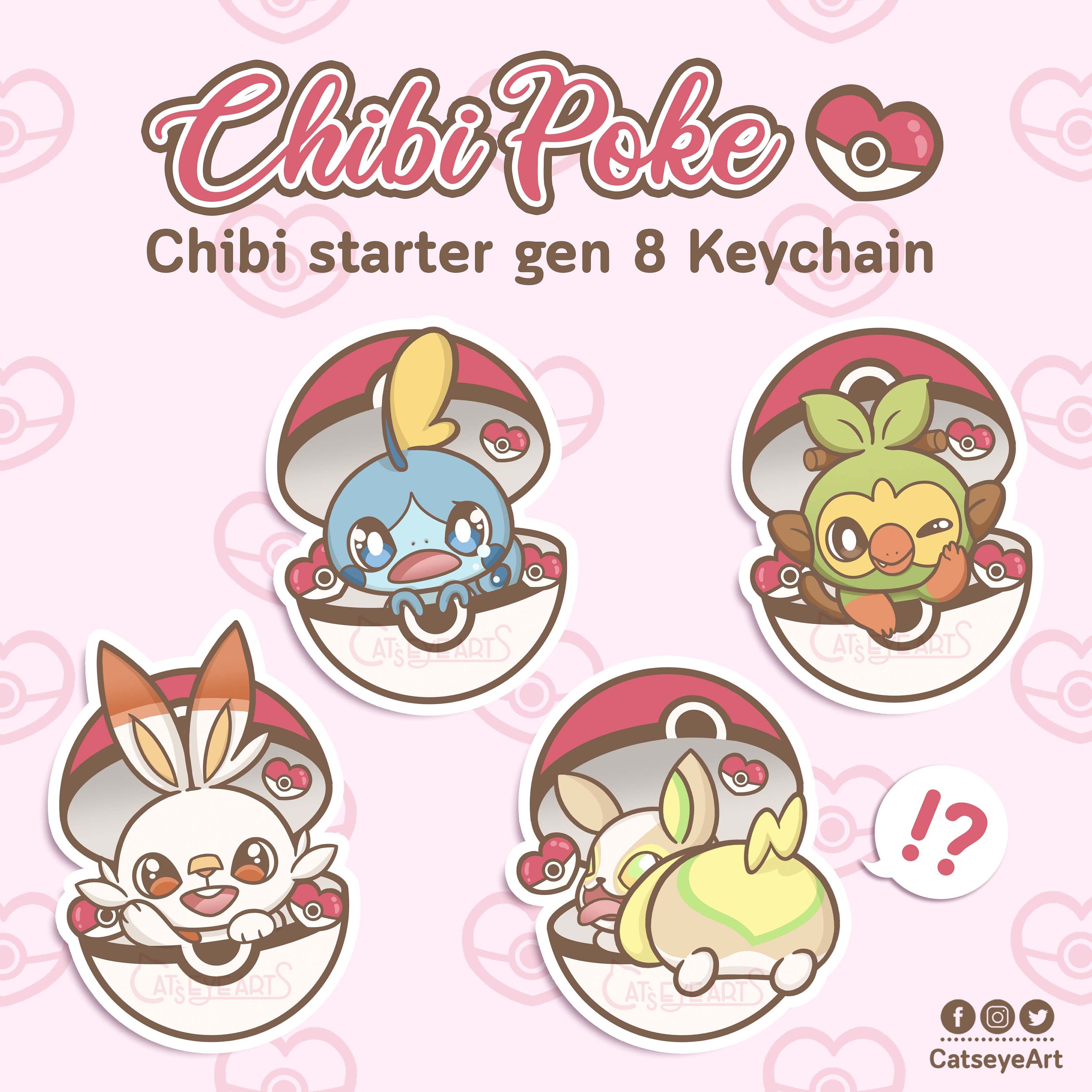 Chibi Starter Pokemon Gen8 Keychain / Pokemon Keychain / Charm - Etsy