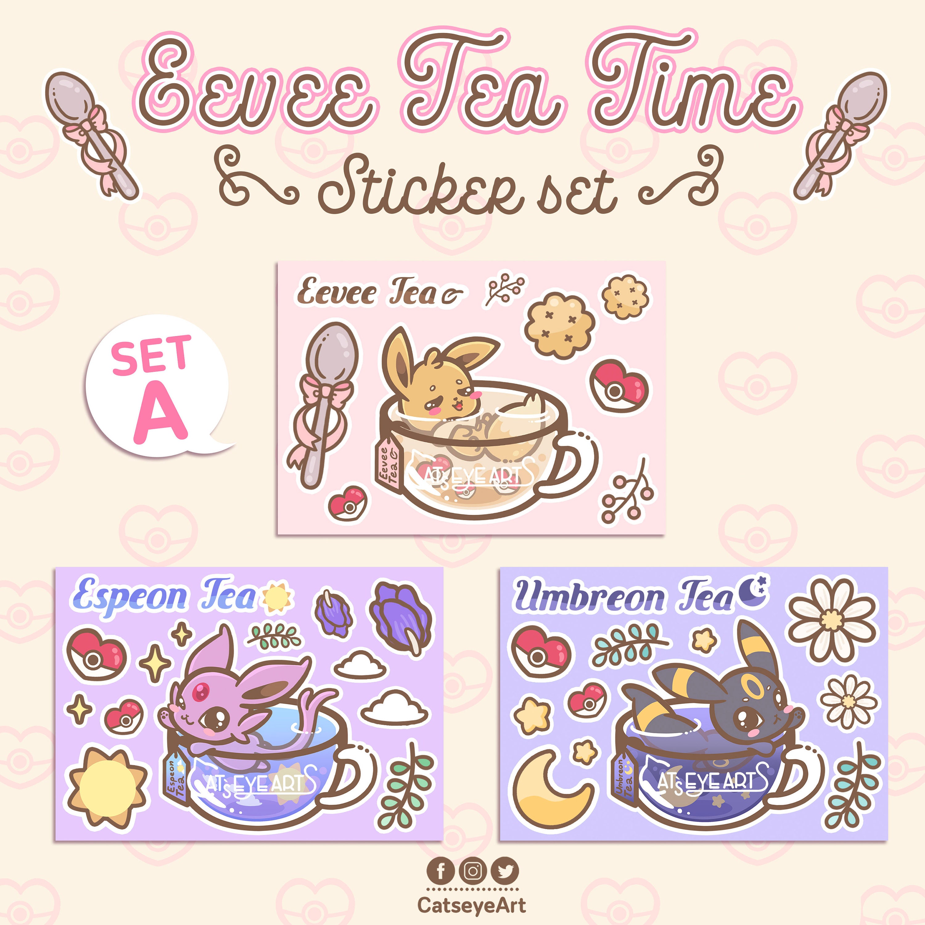 Eevee Sticker Set / Pokemon / Eevee / Sticker / Cute and | Etsy