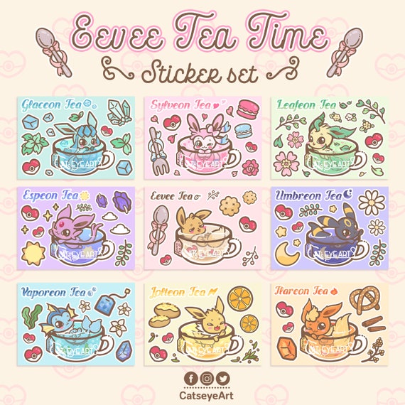 Eevee Sticker Set / Pokemon / Eevee / Sticker / Cute and | Etsy
