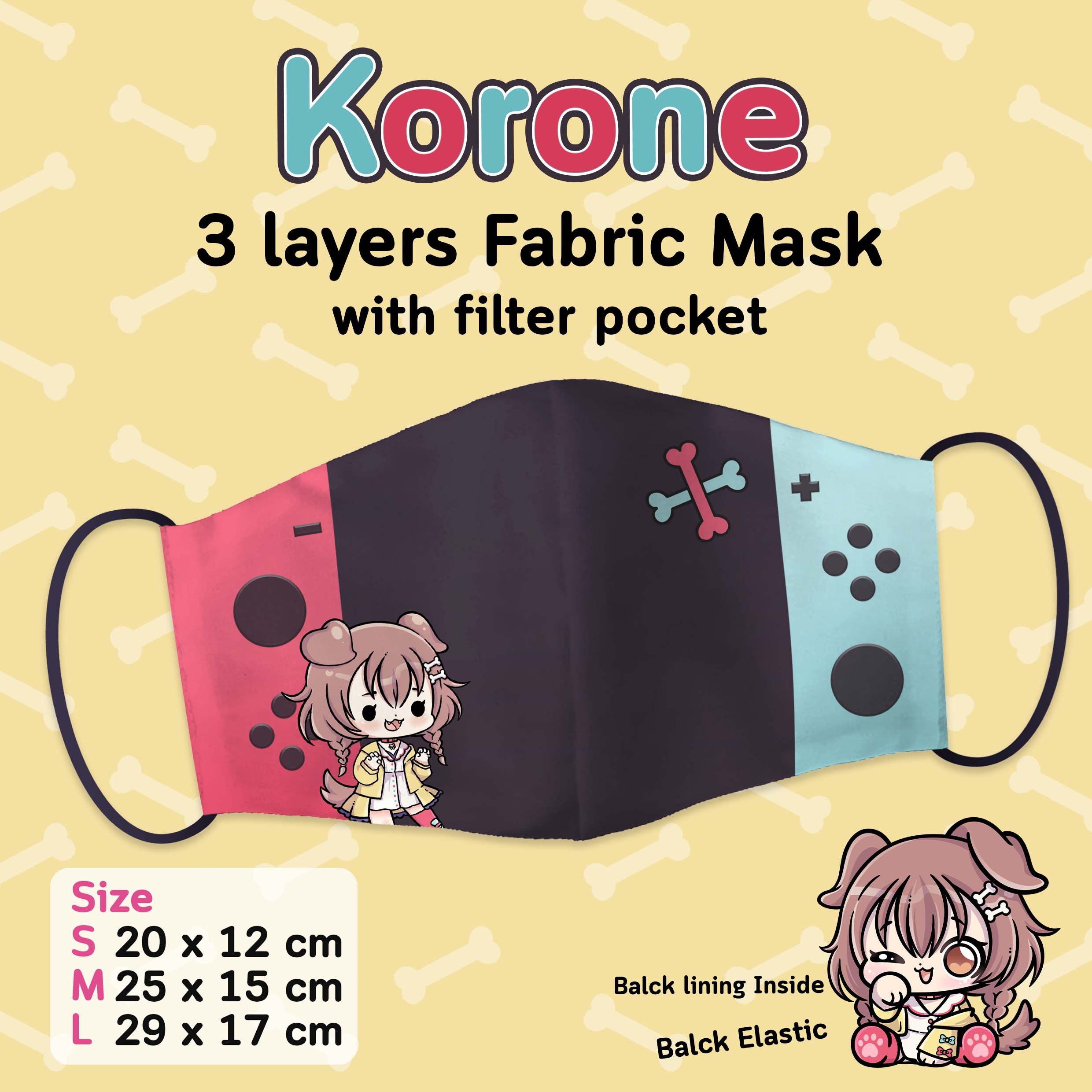 Korone Fabric Mask / Hololive JP Facemask / Inugami Korone - Etsy