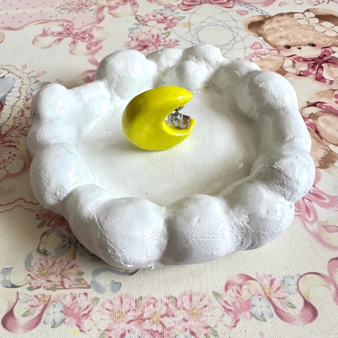 Moon and Cloud Magnetic Themed Air Dry Clay Trinket Dish - Etsy