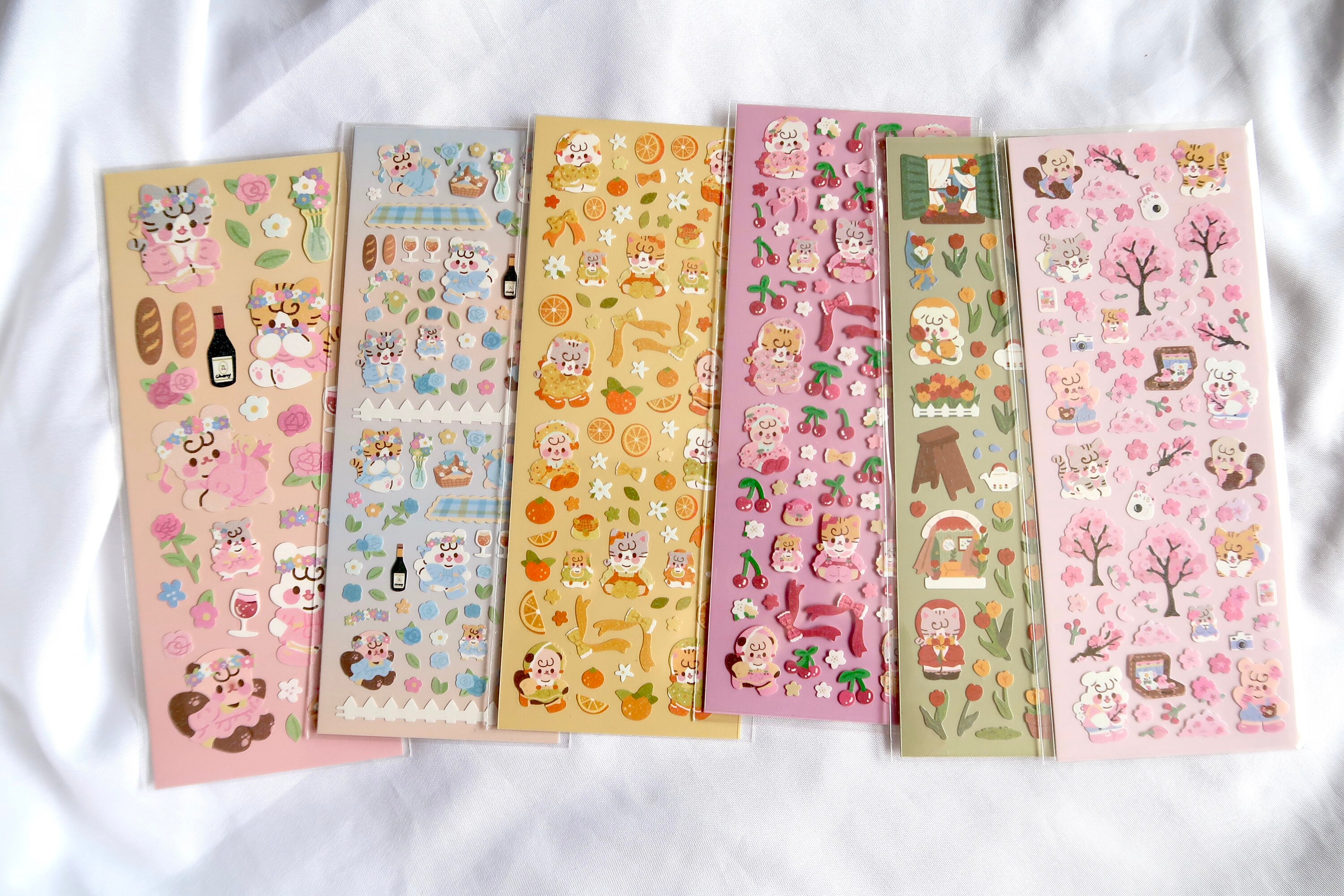 Cute Kawaii Holographic Korean Kitty Cat Cherry Blossom Animal - Etsy