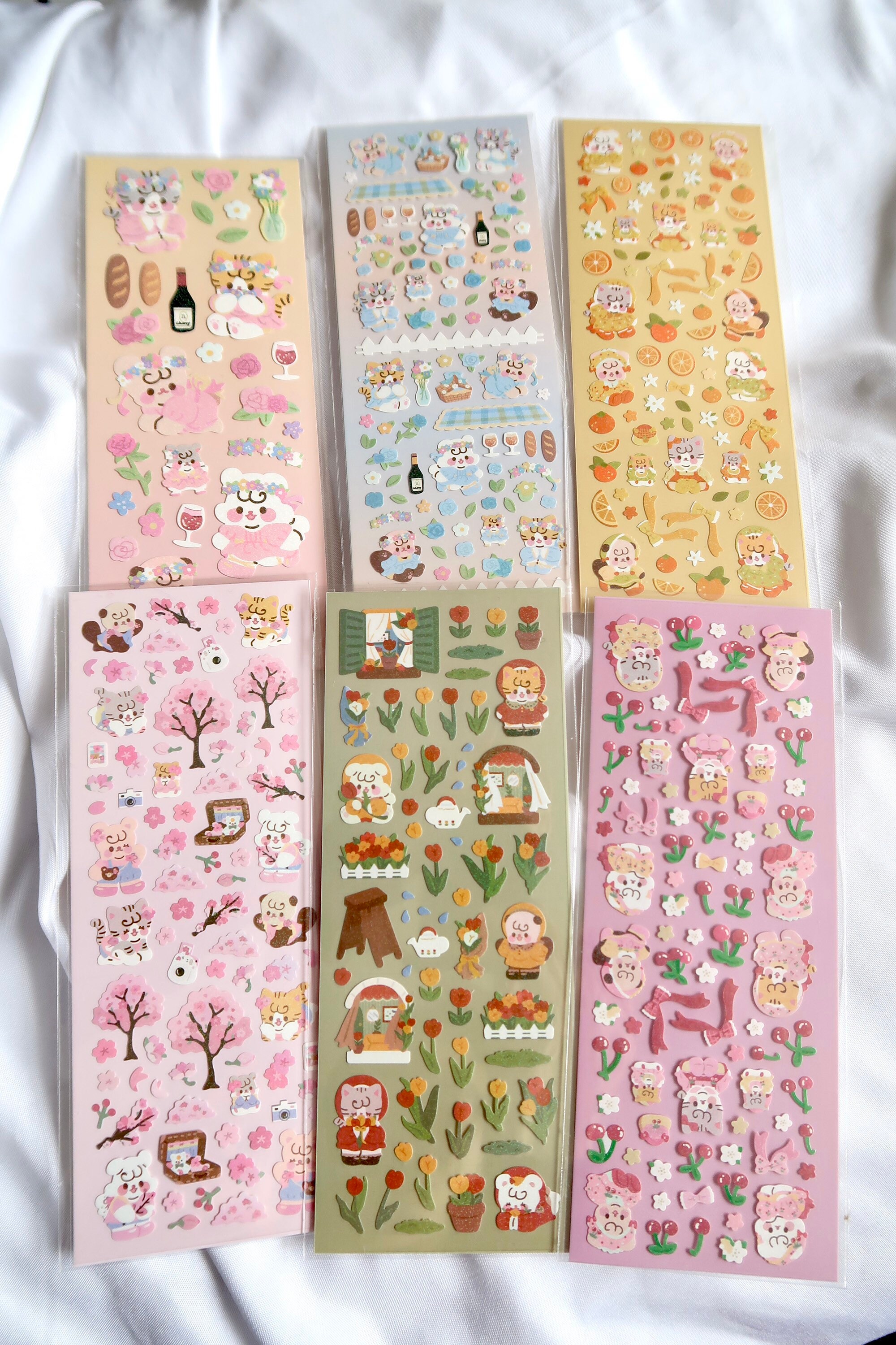 Cute Kawaii Holographic Korean Kitty Cat Cherry Blossom Animal - Etsy