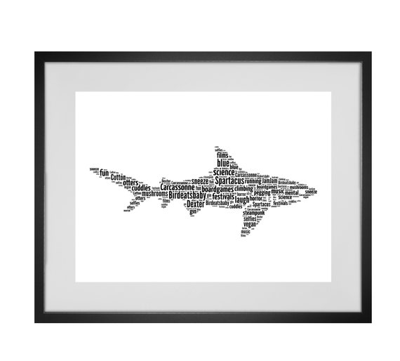Personalised Shark Word Art Print | Etsy