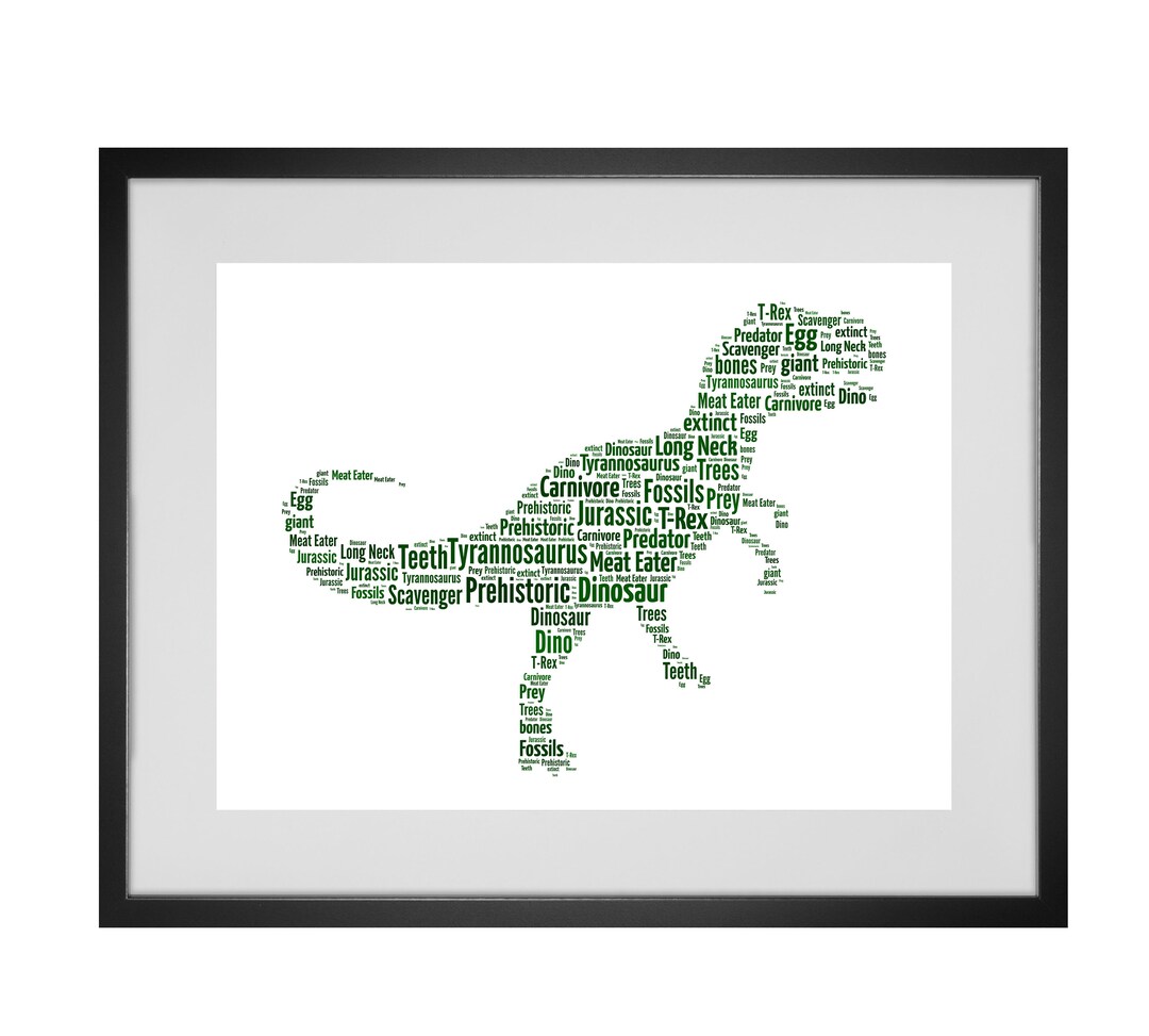 Personalised T-rex Dinosaur Word Art Print - Etsy