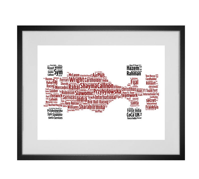 Personalised Formula 1 F1 Word Art Print - Etsy