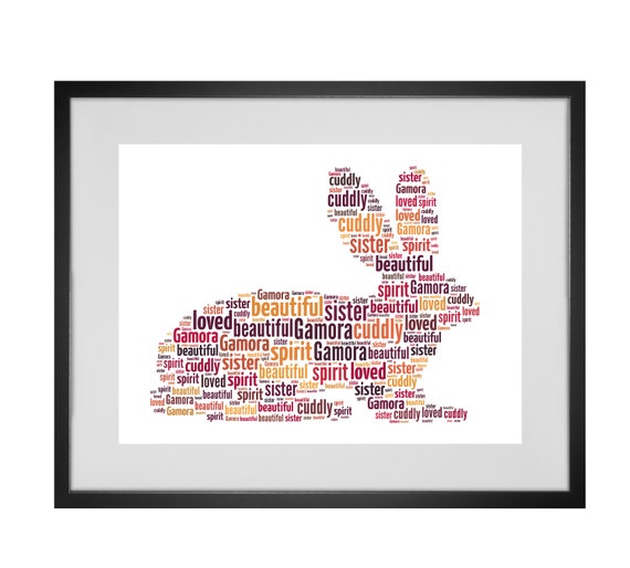 Personalised Bunny Rabbit Word Art Print | Etsy