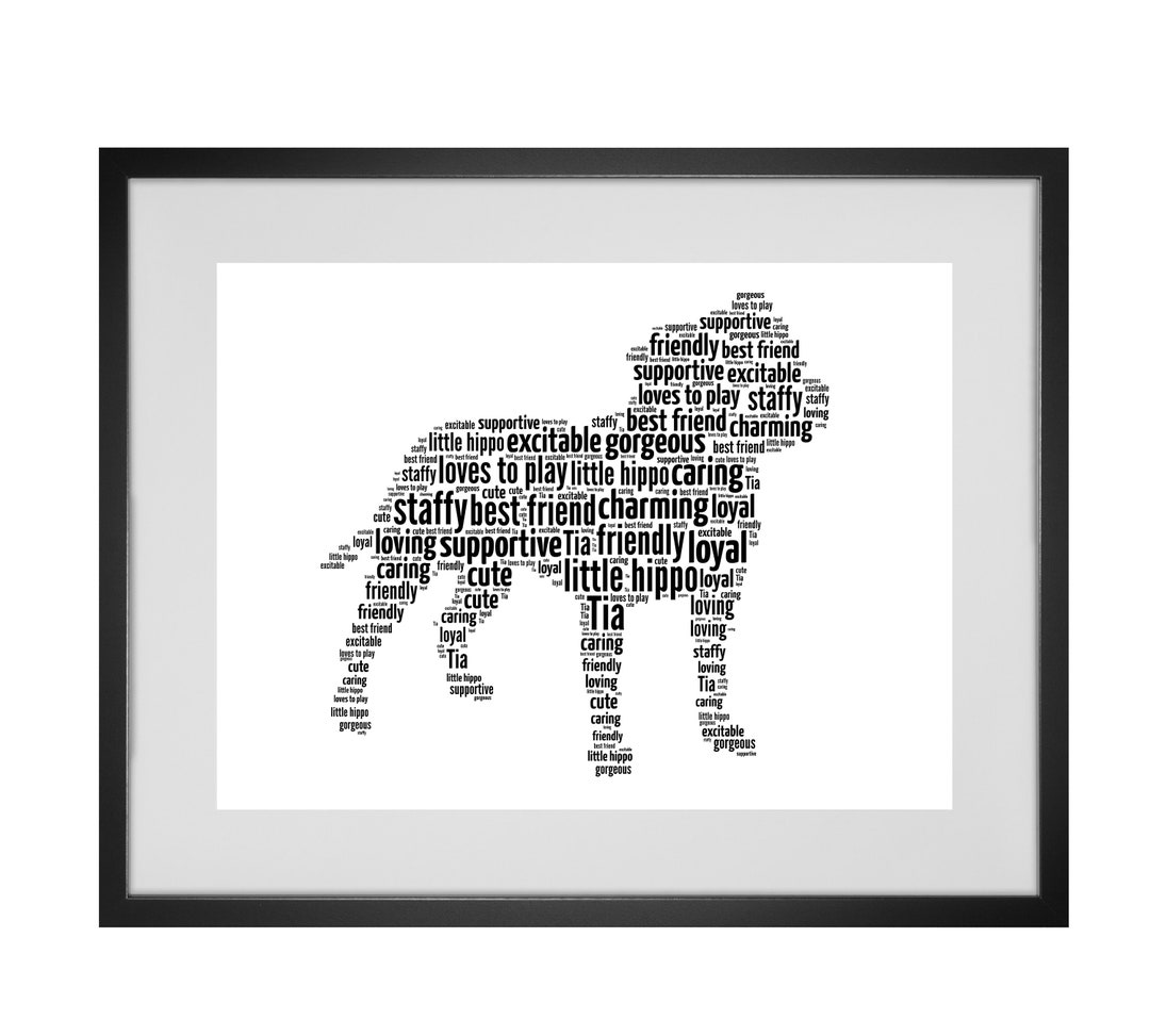 Personalised Staffordshire Bull Terrier, Staffie, Staffy Dog Word Art ...