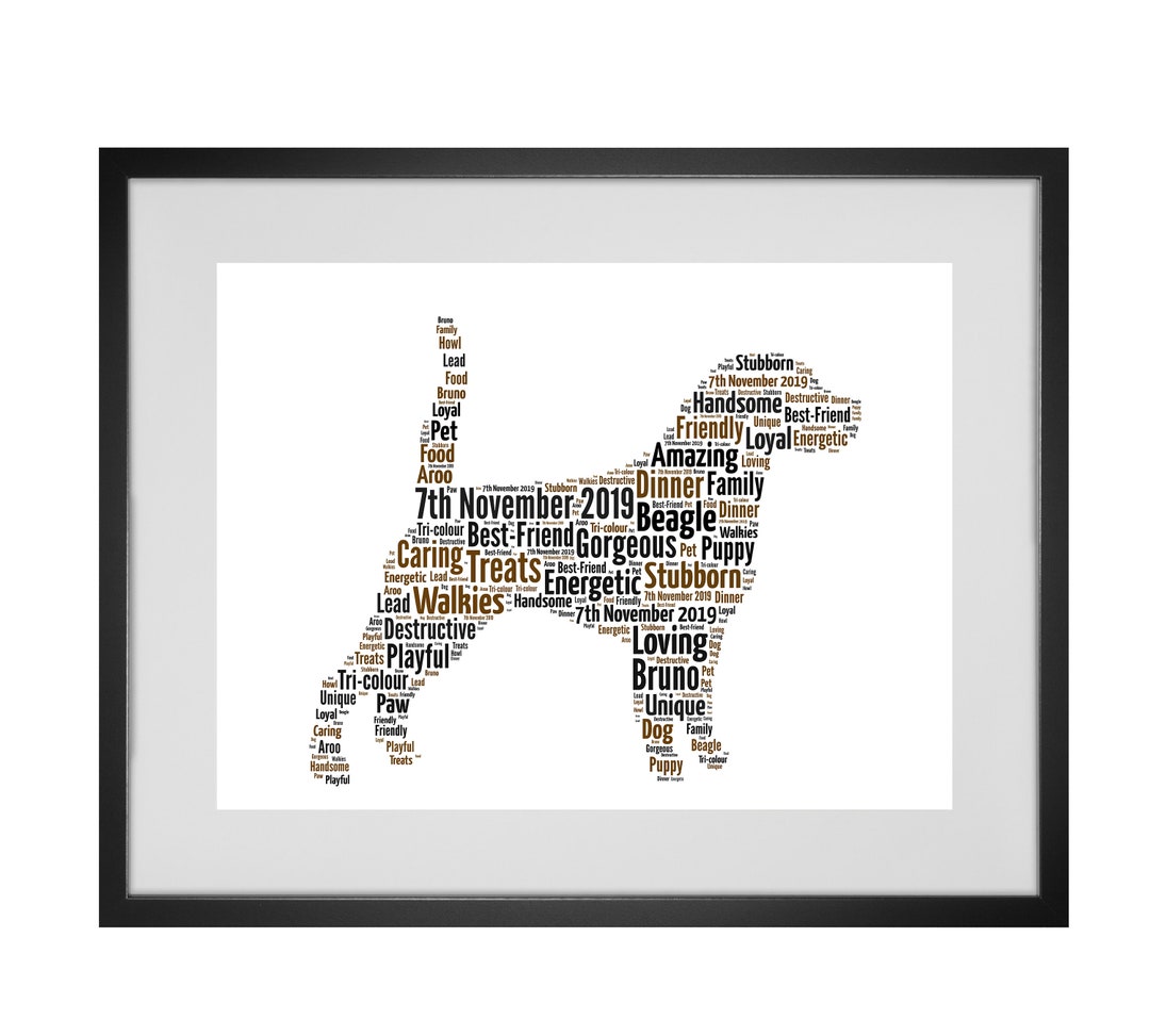 Personalised Dog Word Art Beagle Design - Any Breed of Dog Can Be Made ...
