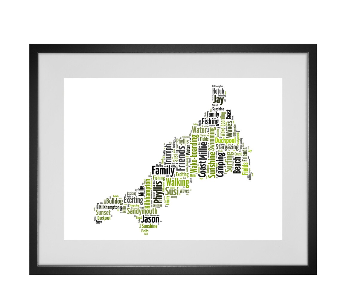 Personalised Cornwall Map Word Art Print - Etsy UK