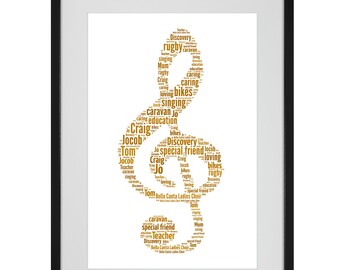 Music Note Print, Music Note Wordle, Musical Word Art, Gift for ...