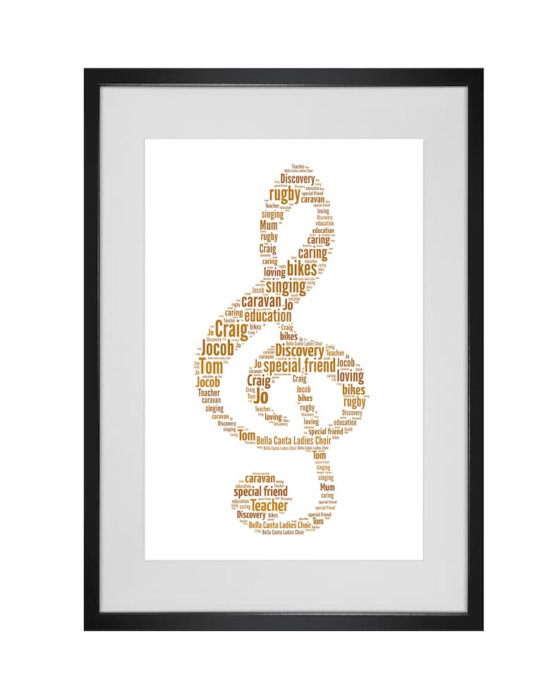 Personalised Treble Clef Music Note Word Art Print - Etsy