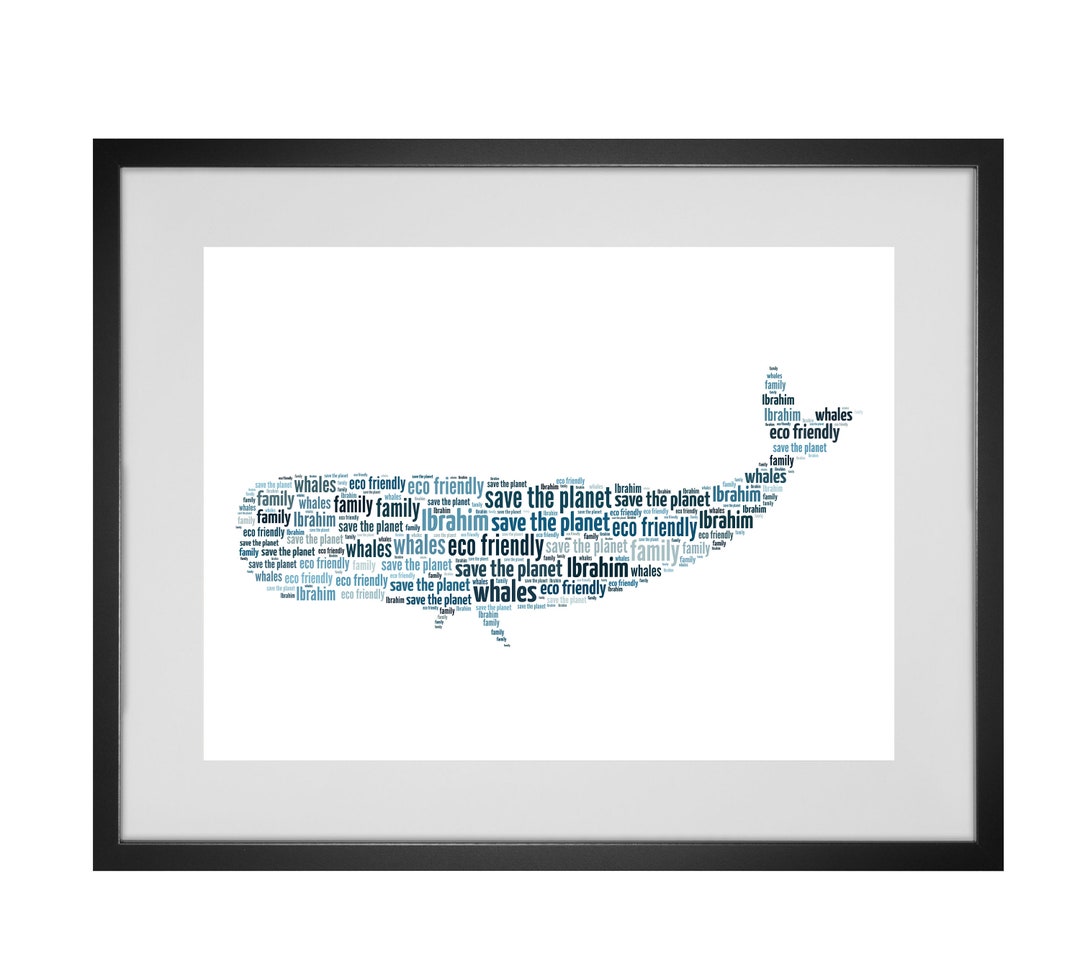 Personalised Whale Word Art Print - Etsy