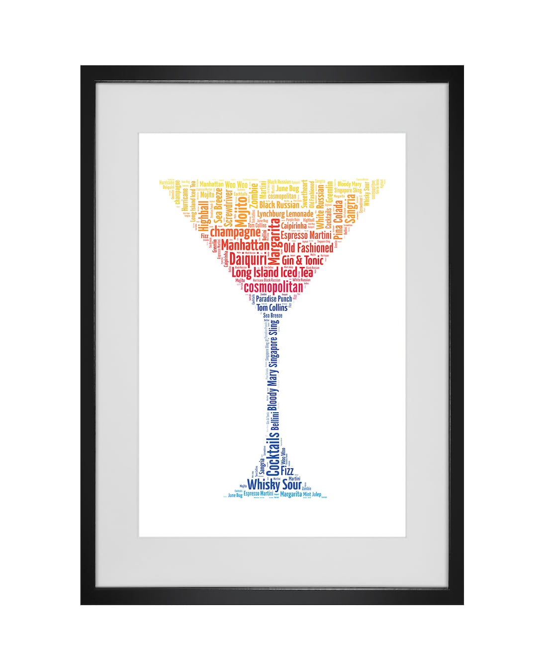 Personalised Cocktail Word Art Print - Etsy